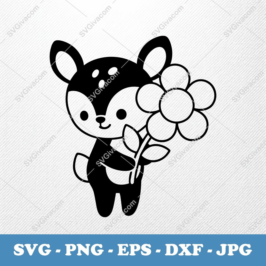 Baby Reh mit Blumen SVG Vektor Clipart | EPS PNG Dxf Schnittdatei für ...
