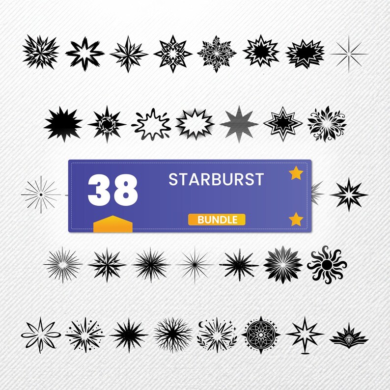 Starburst SVG Clipart Bundle, 38 Vector Illustrations, PNG Eps Dxf PDF ...