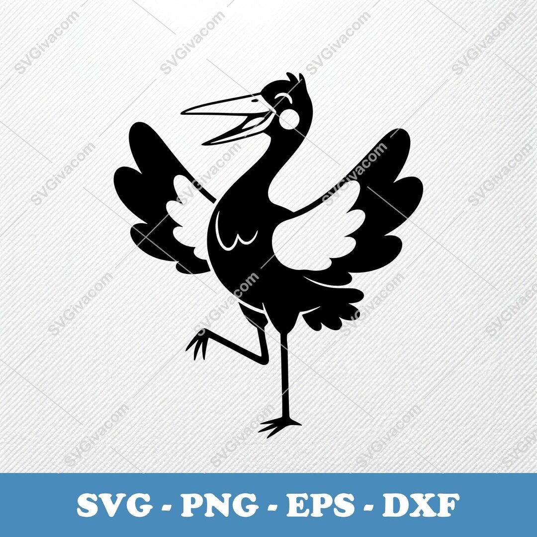 Stork SVG | Smiling Happy Puffy Rounded Vector Clipart | EPS PNG Dxf ...