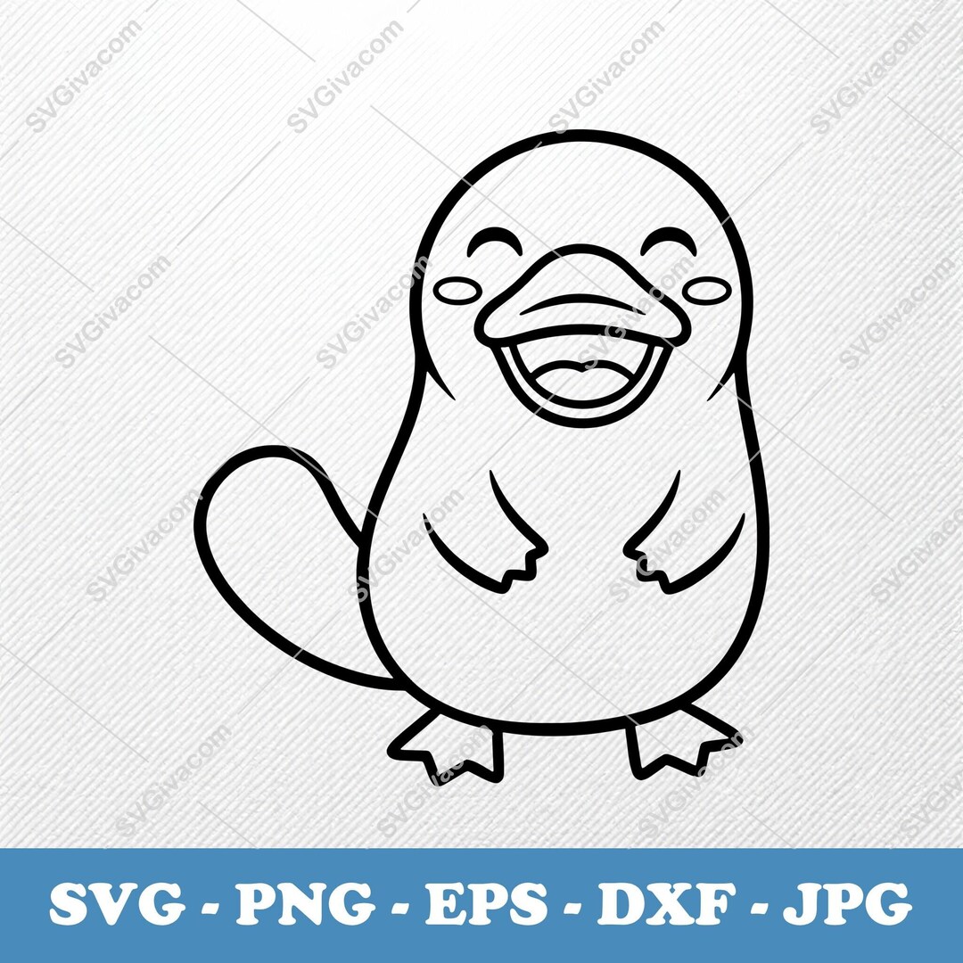 Platypus Smiling SVG | Puffy Cartoon Vector Clipart | EPS PNG Dxf Cut ...