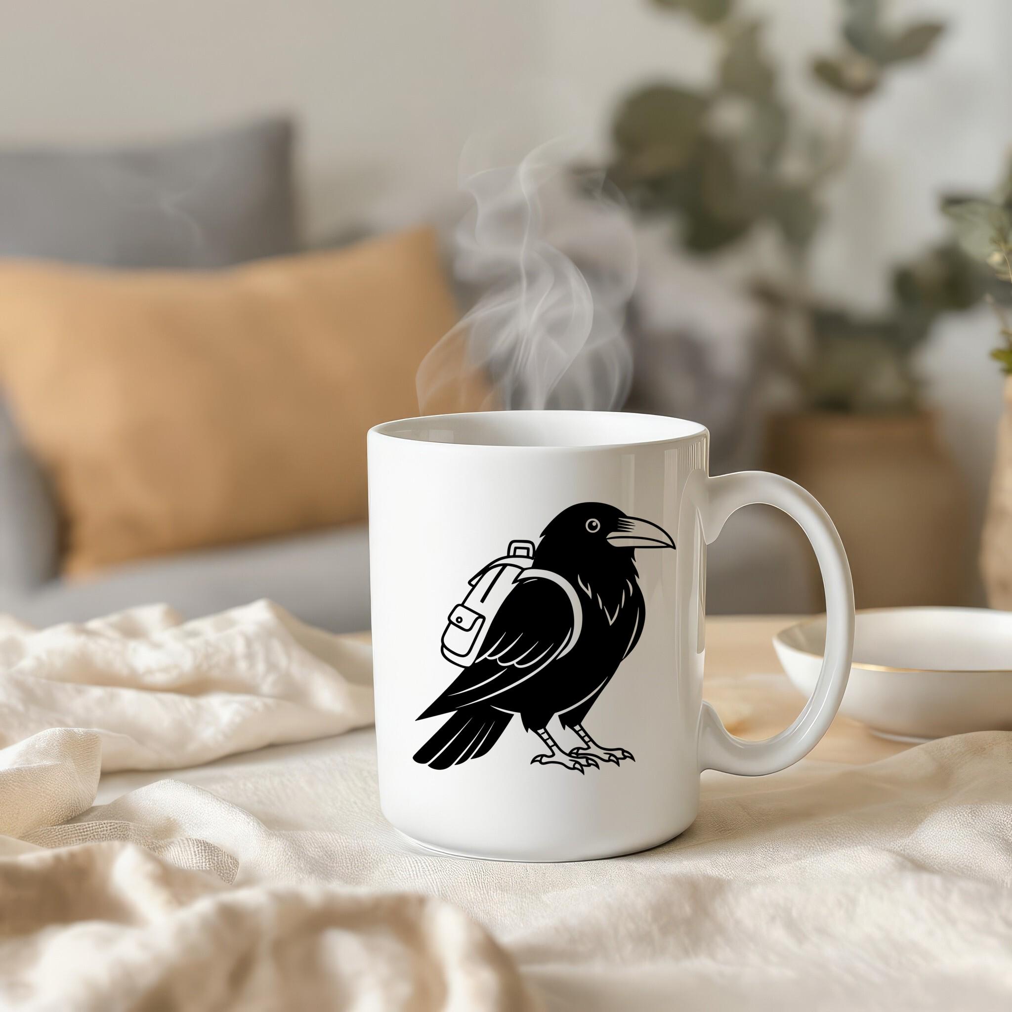Raven Wearing Backpack SVG | Chubby Bird Vector Clipart | PNG EPS Dxf ...