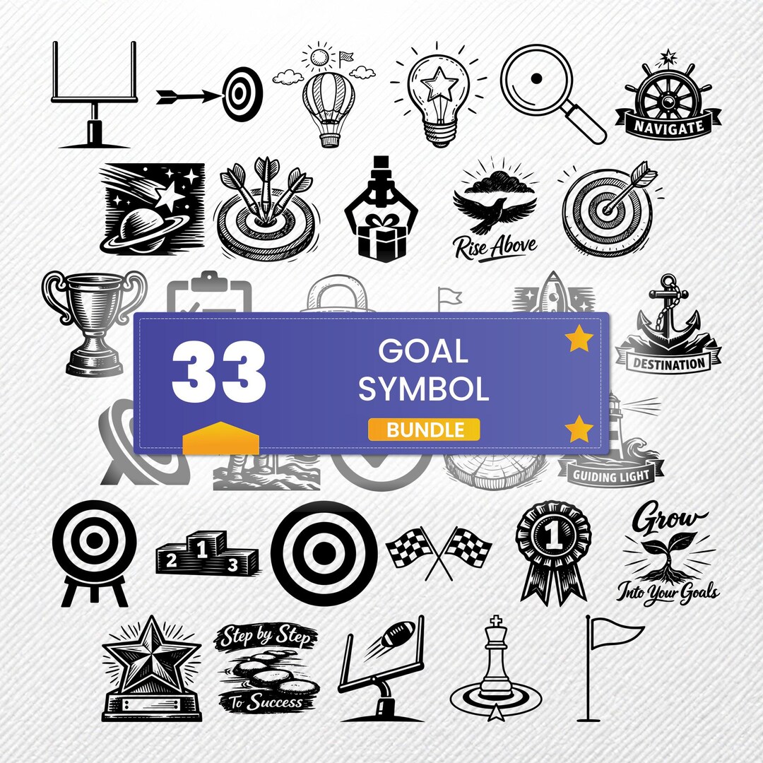 Goal Symbol SVG Bundle, 33 Achievement Silhouette Designs, Target ...