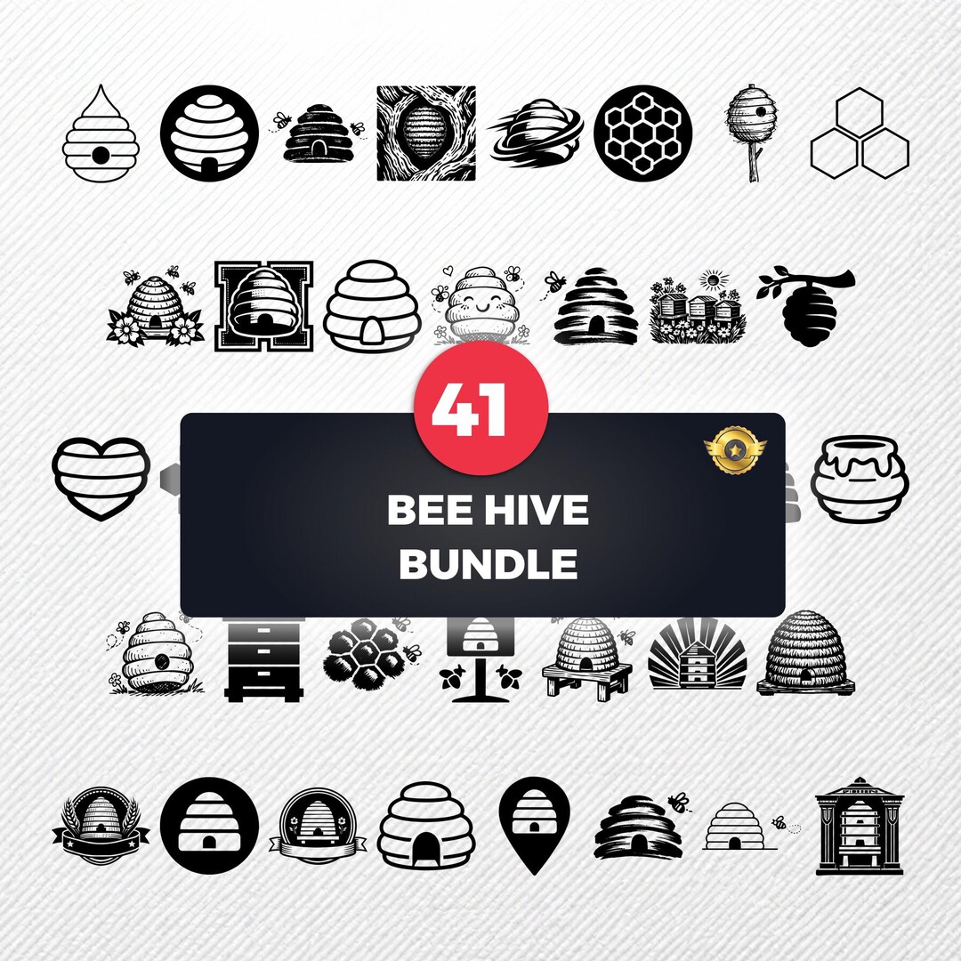 Bee Hive SVG Bundle | 41 Clipart PNG Eps PDF Dxf | Honeycomb Skep ...