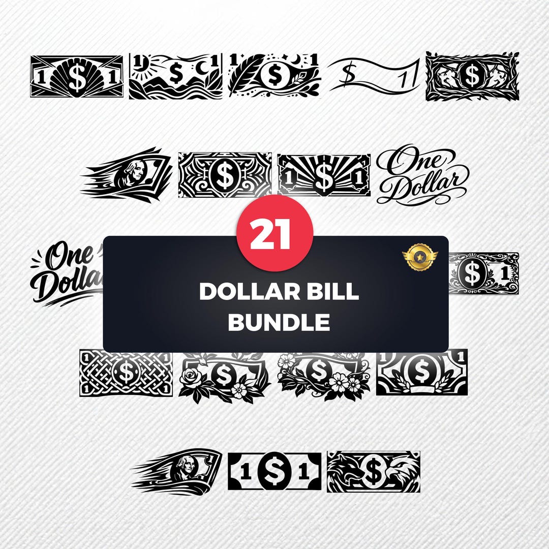 Dollar Bill SVG Bundle | 21 Clipart | PNG EPS Dxf Pdf | Cricut ...