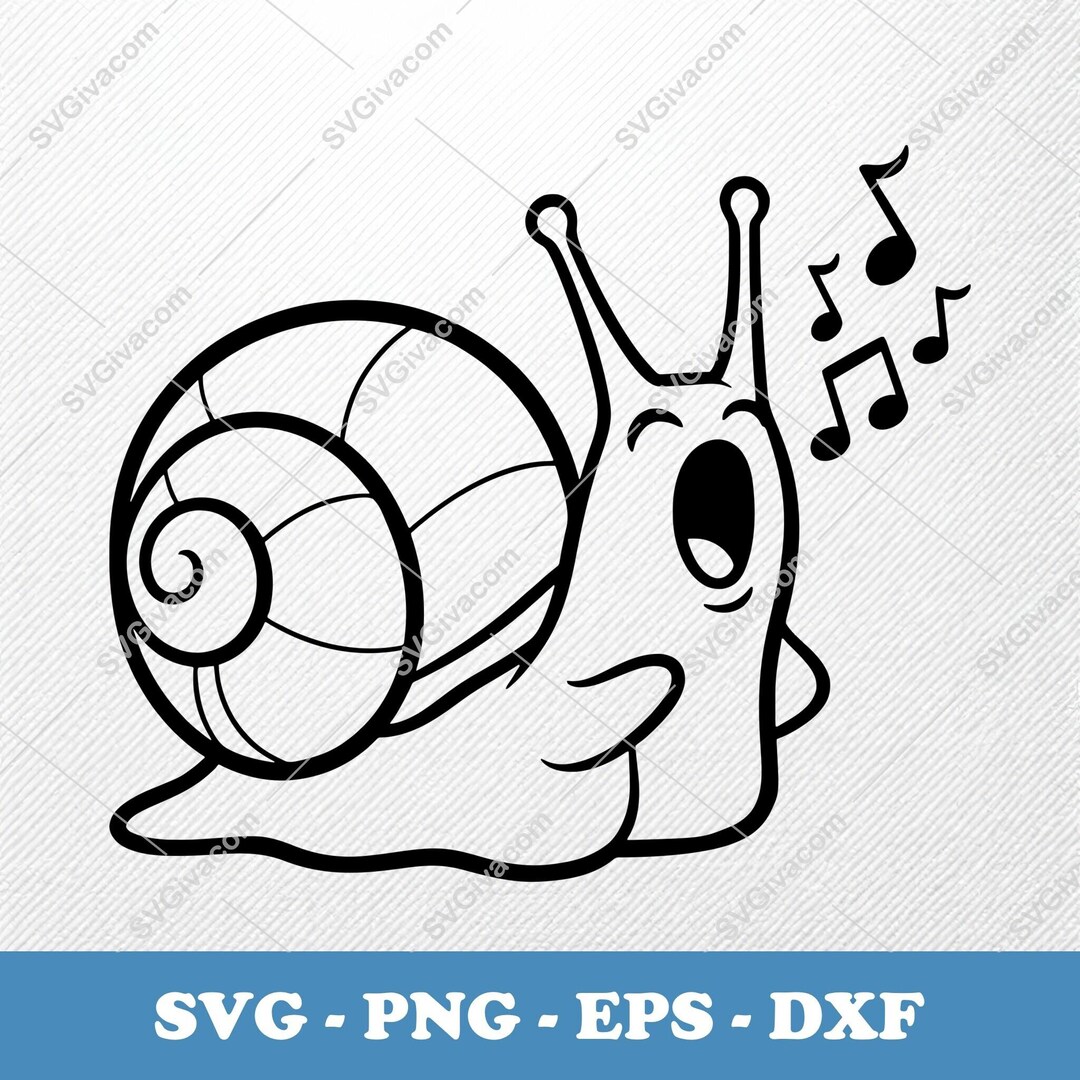 Snail Singing SVG | Outline Vector | PNG Dxf EPS Clipart | Basic Cut ...