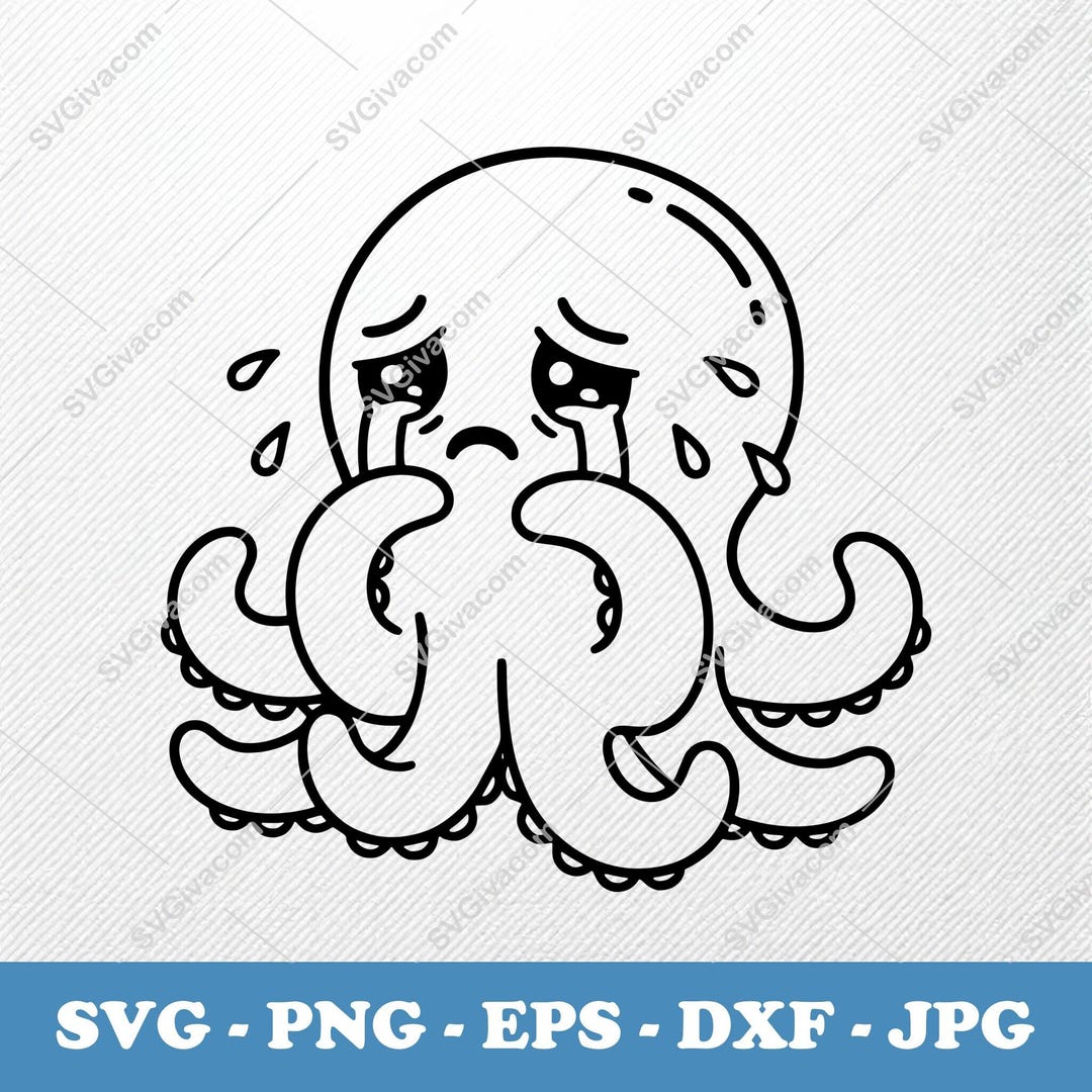 Octopus Crying SVG | Chubby Sad Sea Animal Vector Clip Art | EPS PNG ...