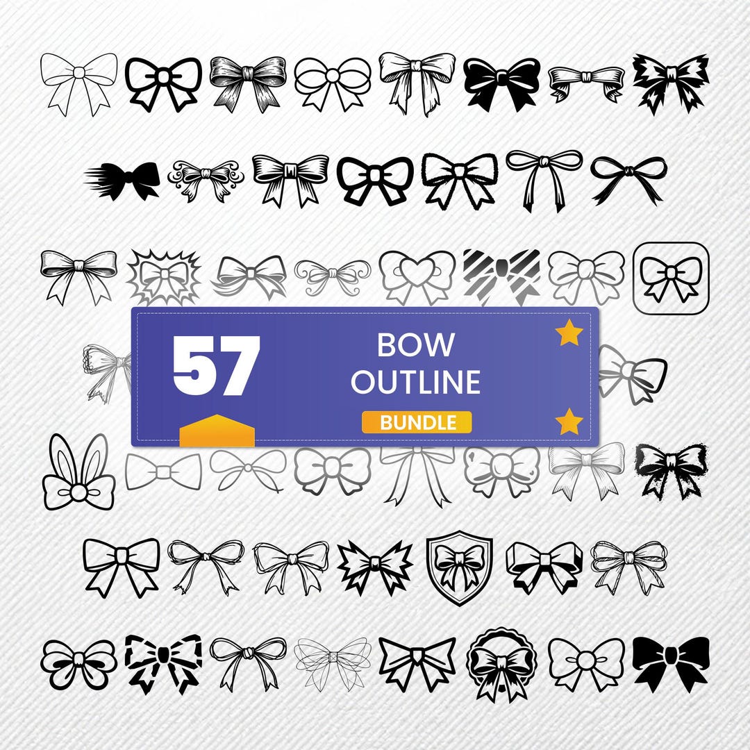 Bow Outline SVG Bundle | 57 Clipart PNG Eps PDF Dxf | Vector Graphics ...