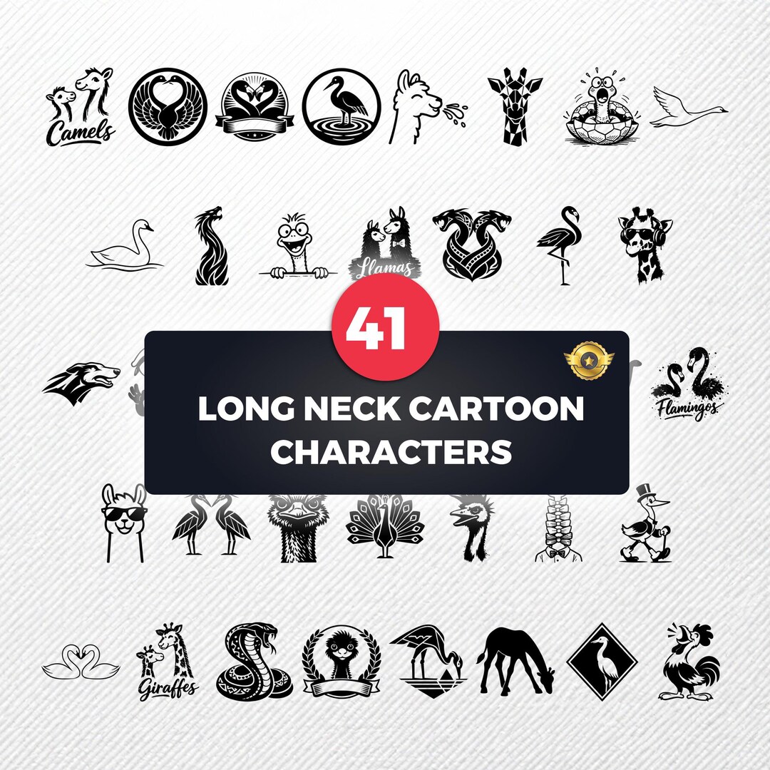 Long Neck Cartoon Characters SVG Bundle | 41 Clipart PNG Dxf PDF Eps ...