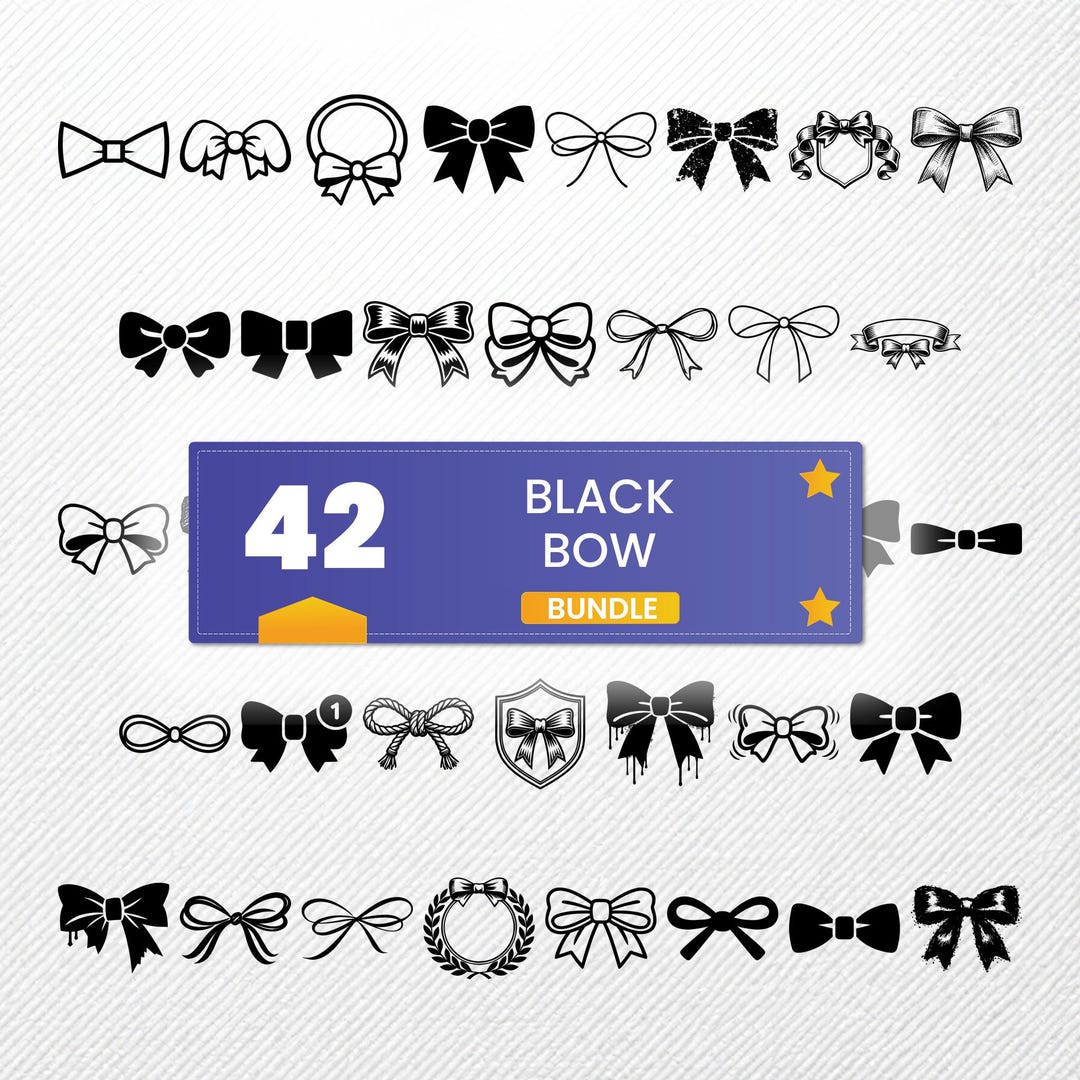 Black Bow SVG Bundle 42 Vector Clipart | PNG Eps Dxf PDF | Silhouette ...