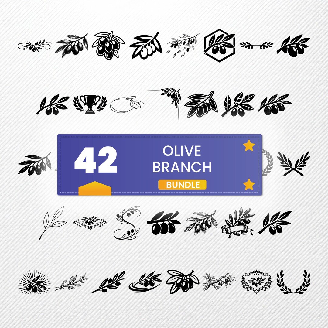 Olive Branch SVG Bundle 42 Clipart | PNG Eps PDF Dxf | Commercial Use ...