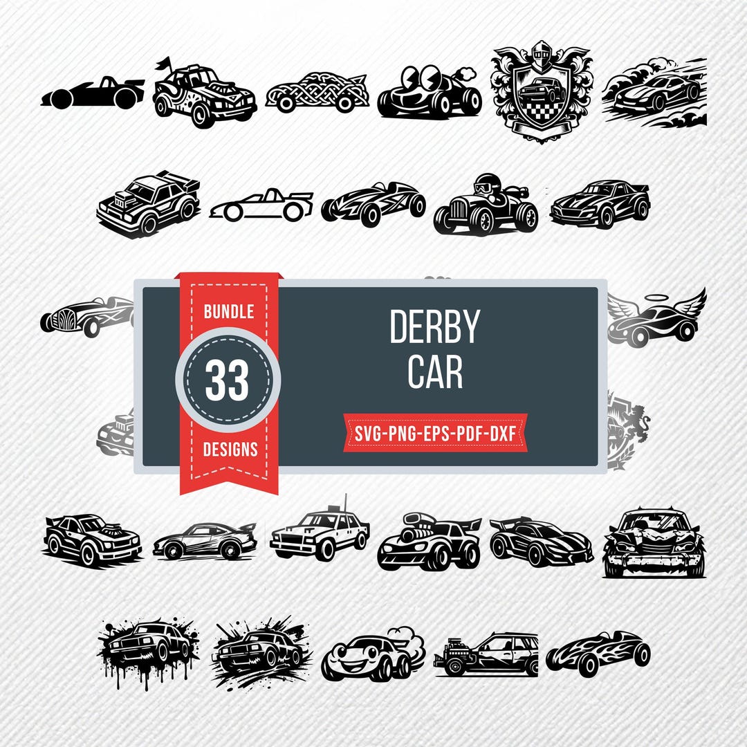 Derby Car SVG Bundle | 33 Unique Clipart | PNG EPS Dxf Pdf | Cricut ...