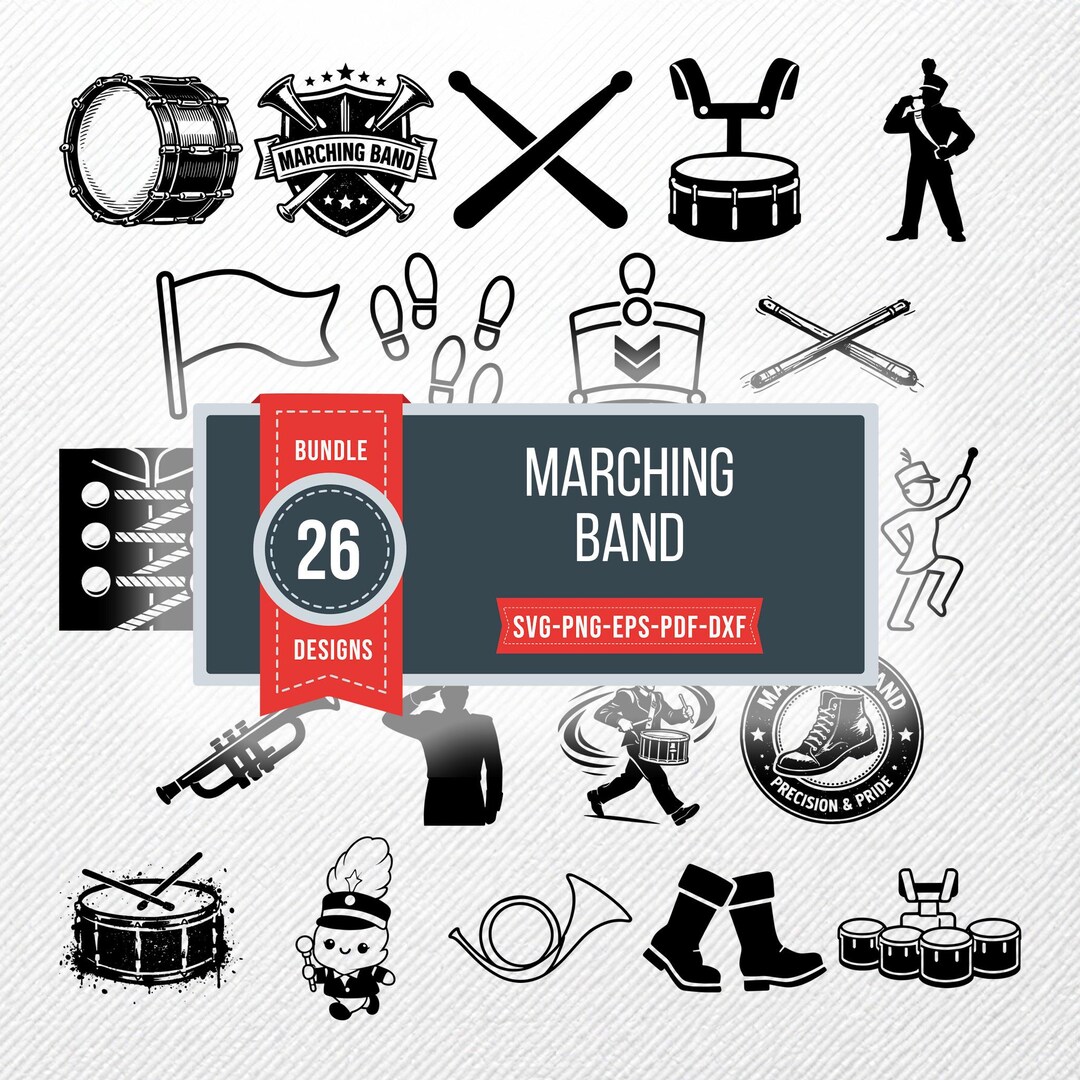 Marching Band SVG Bundle 26 Vector Clipart | PNG Eps PDF Dxf | Print ...