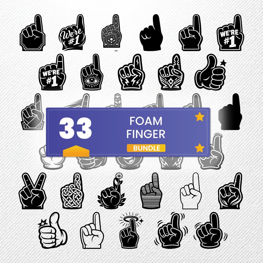 Foam Finger SVG Bundle | 33 Sports Clipart | PNG EPS Pdf Dxf | Cricut ...