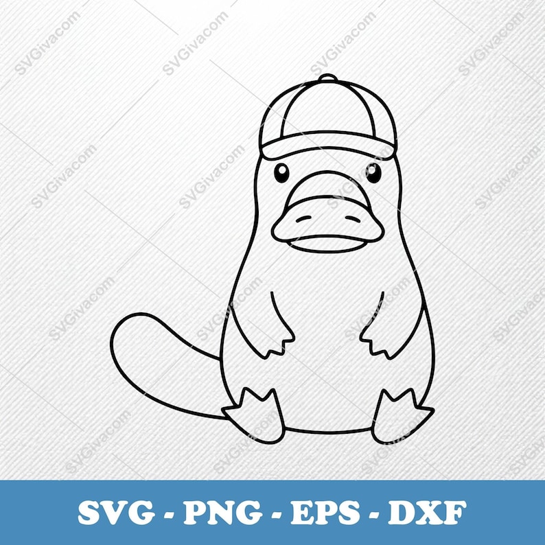 Platypus in a Cap SVG | Puffy Soft Cartoon Vector | EPS PNG Dxf Clipart ...