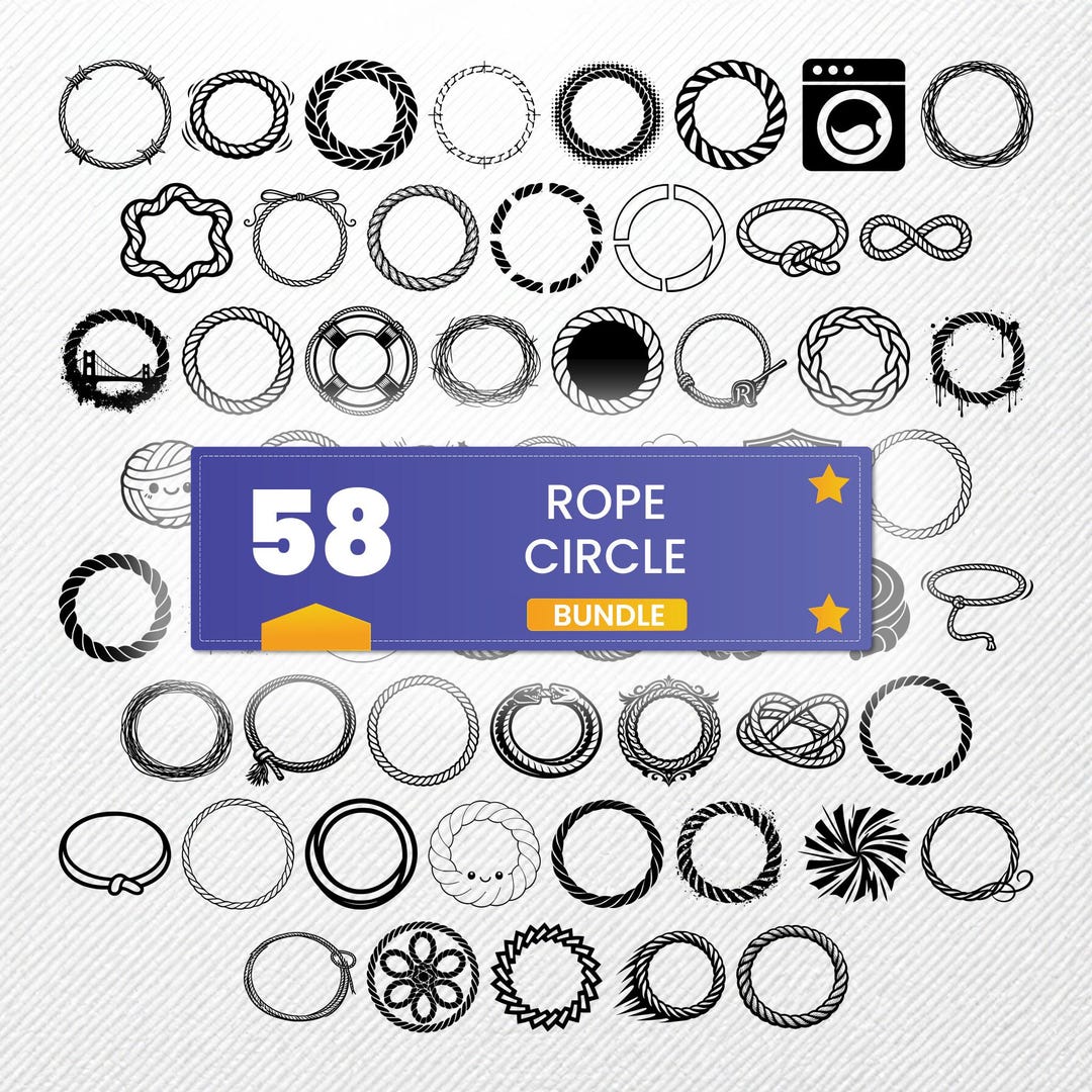 Rope Circle SVG Bundle | 58 Clipart Designs | PNG Eps Dxf PDF Vector ...