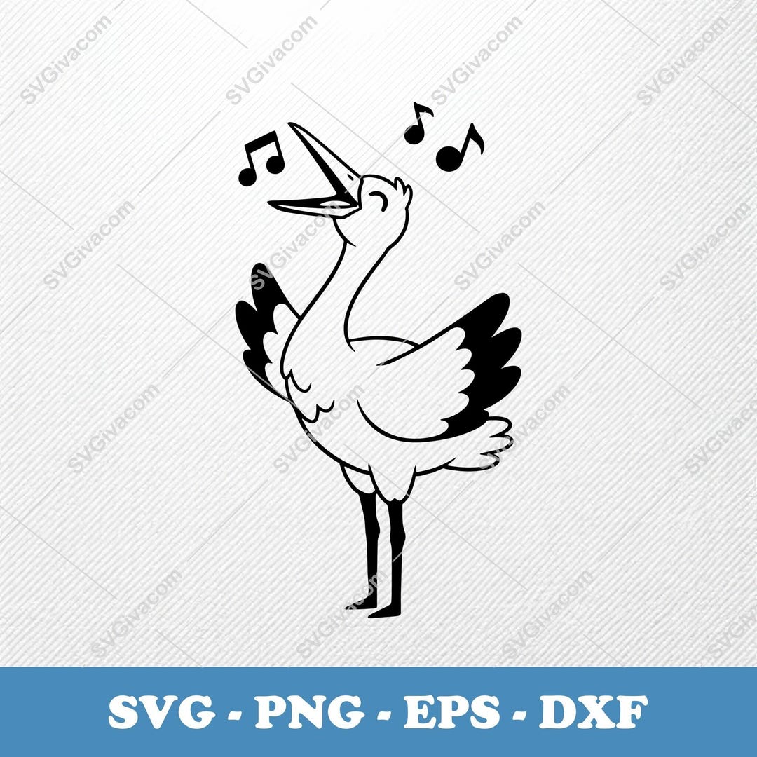 Stork Singing SVG | Cartoon Vector Clipart | PNG EPS Dxf | Cricut ...