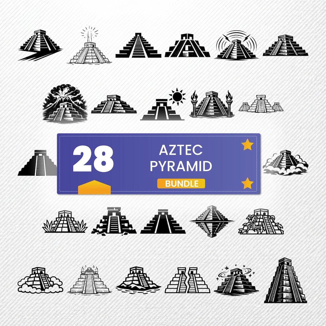 Aztec Pyramid SVG Bundle, 28 Mayan Temple Silhouette Designs, Ancient ...