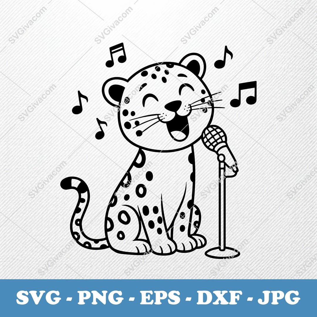 Leopard Singing SVG | Cartoon Animal Vector Clipart EPS PNG Dxf ...