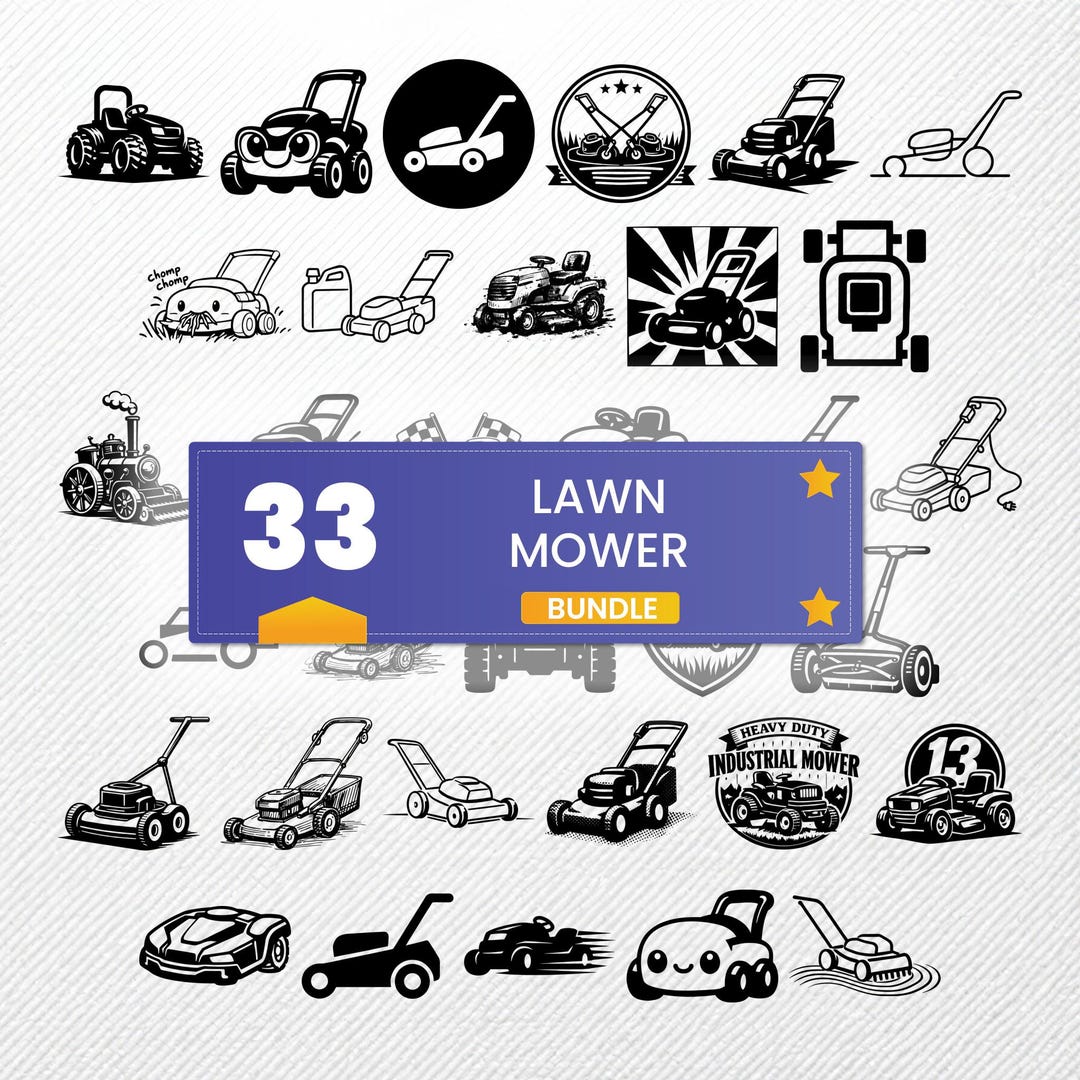 Lawn Mower SVG Clipart Bundle | 33 Vector Designs | PNG PDF Eps Dxf ...