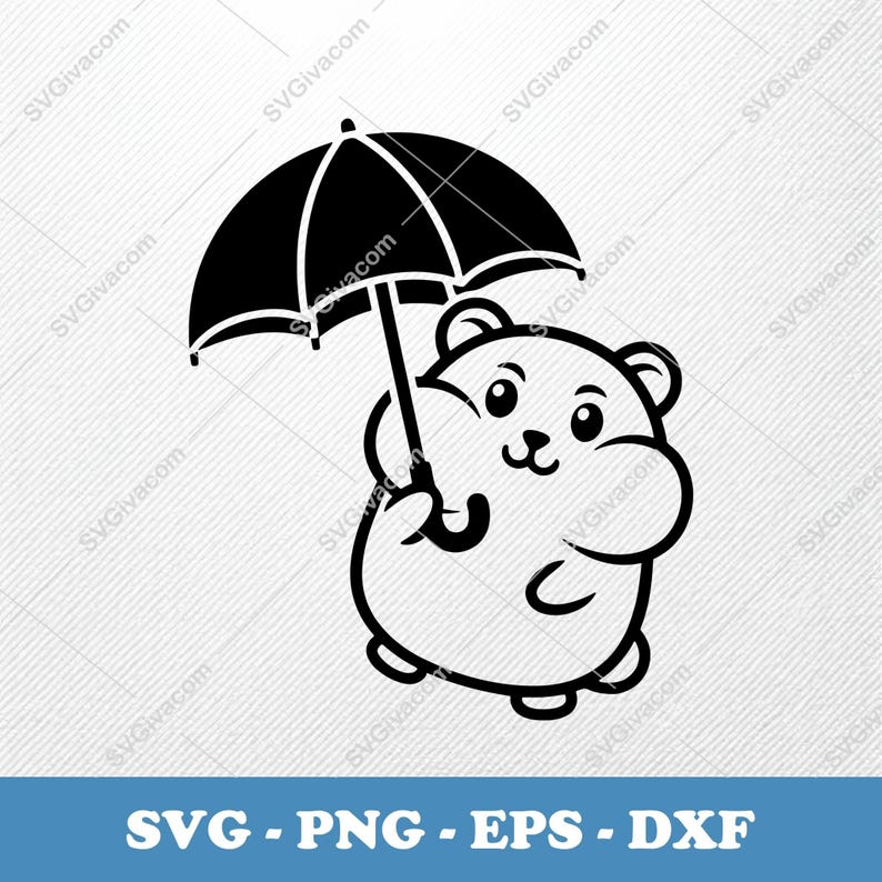 Hamster Holding Umbrella SVG | Puffy Vector Clipart | EPS PNG Dxf Cut ...