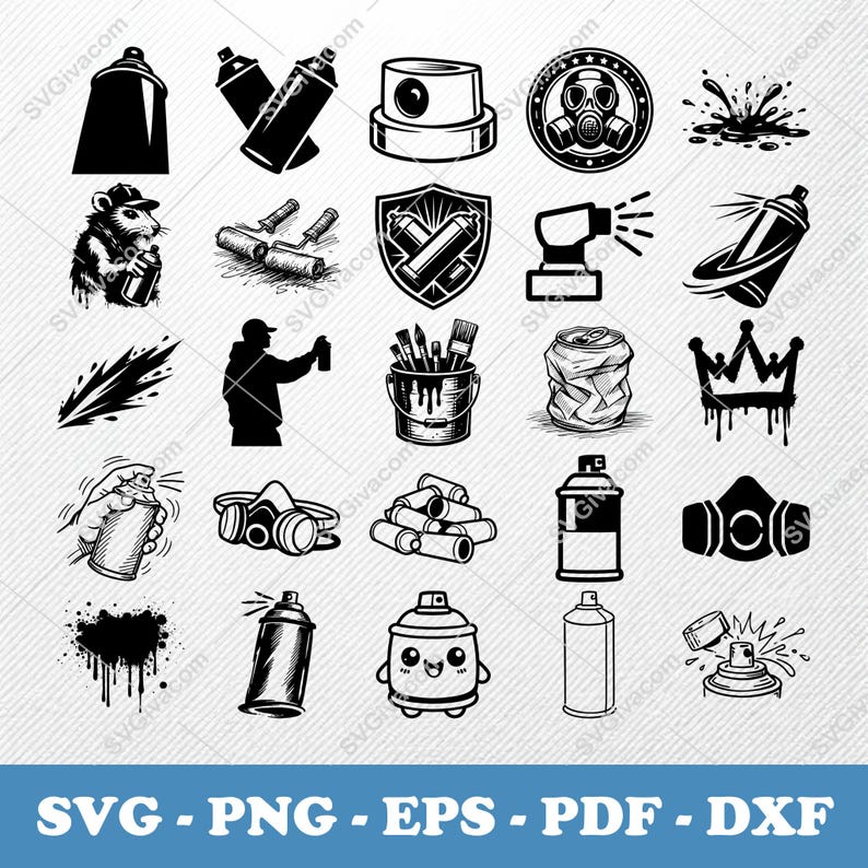Spray Paint SVG Clipart Bundle | 41 Street Art Designs | PNG Eps Pdf ...