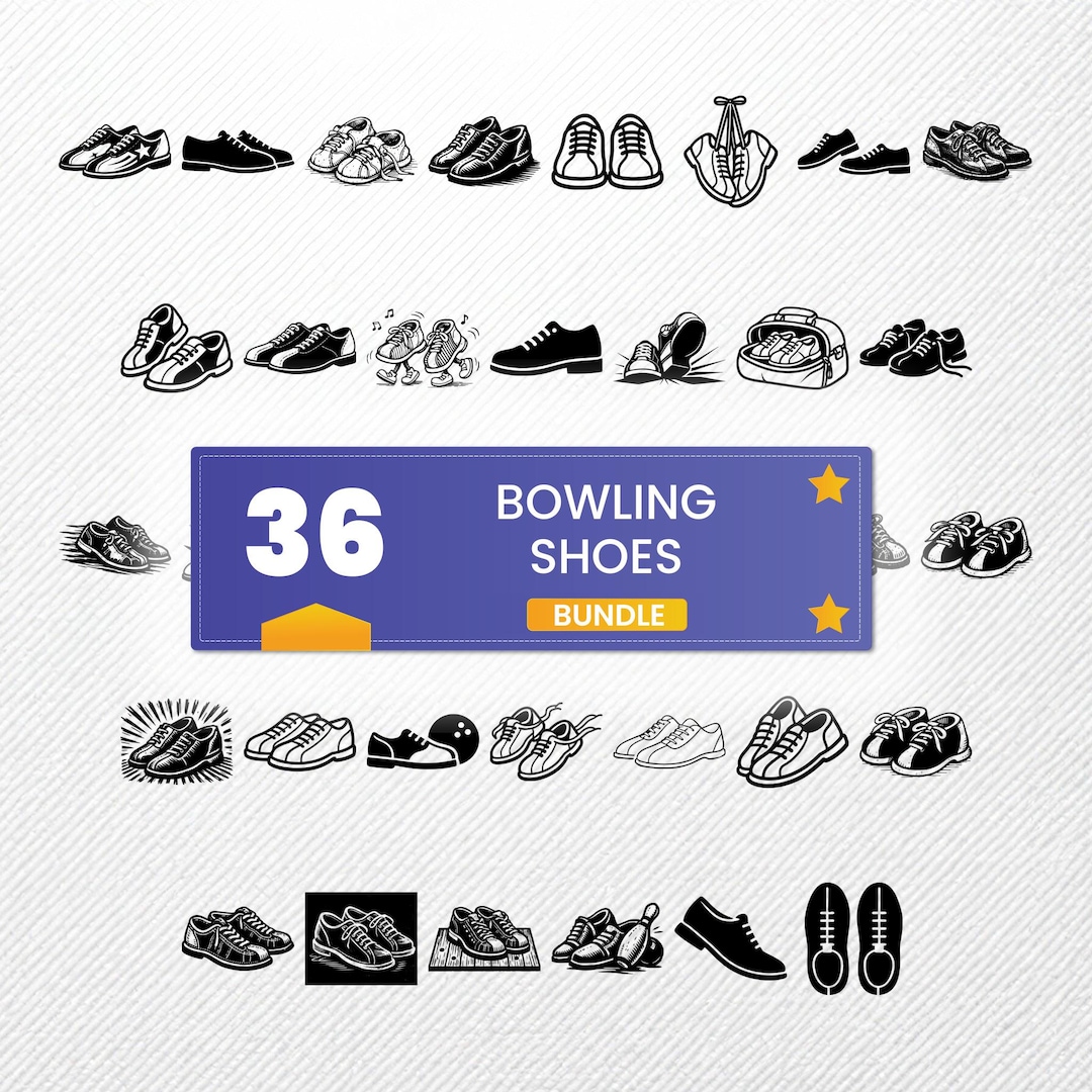 Bowling Shoes SVG Bundle, 36 Bowler Footwear Silhouette PNG Designs ...