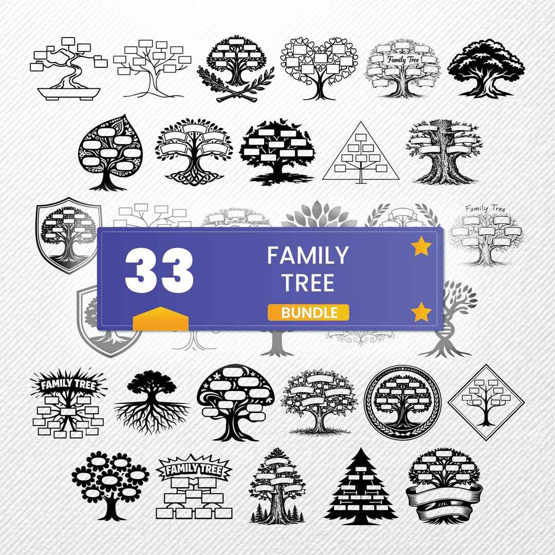 Family Tree SVG Clipart Bundle | 33 Vector Illustrations | PNG PDF Eps ...