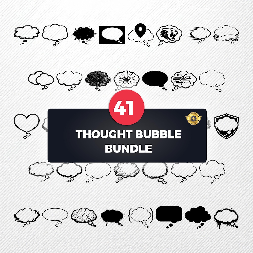 Thought Bubble SVG Bundle 41 Clipart | PNG Eps Dxf PDF | Comic Speech ...