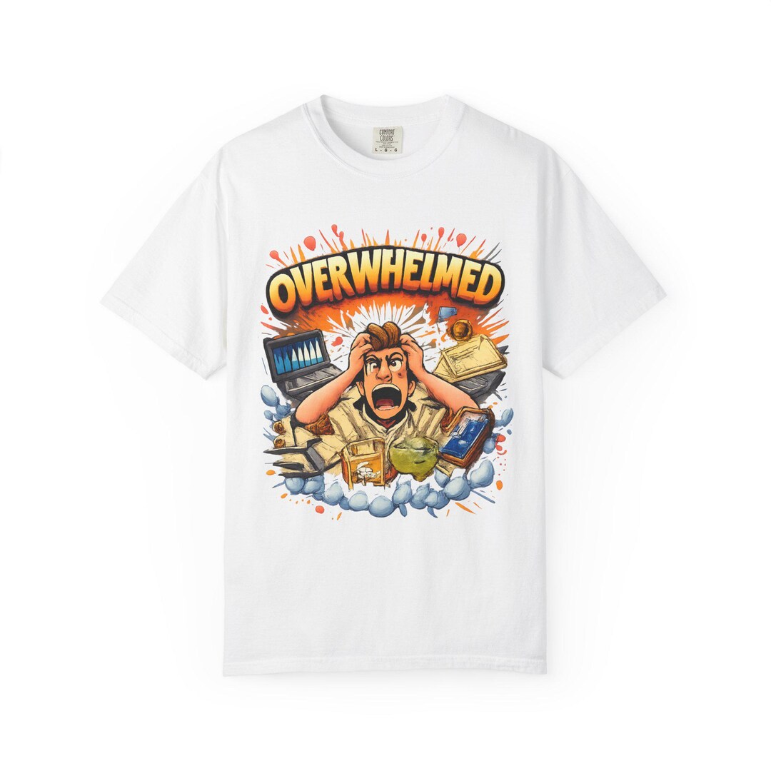 Overwhelmed Cartoon Stress Face T-shirt | Overwhelmed Graphic Tee - Etsy
