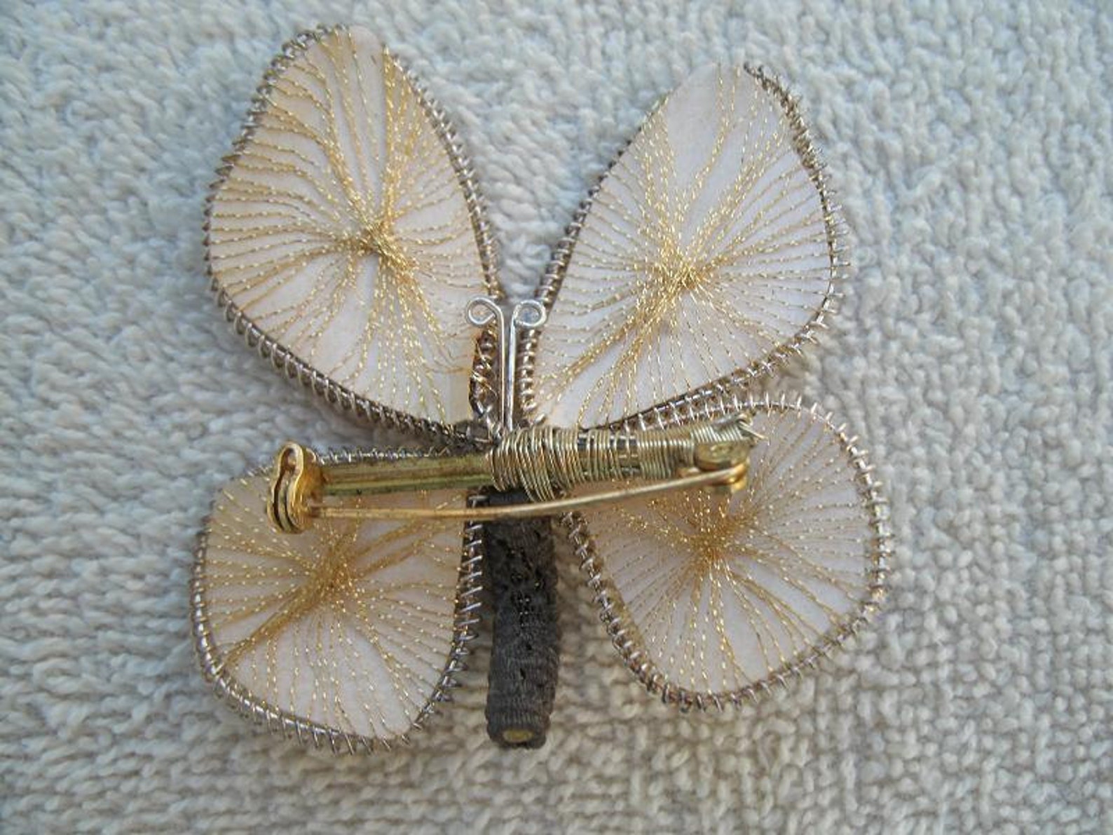 Vintage Set of Wire Thread Wrapped Butterfly Brooch and Drop - Etsy