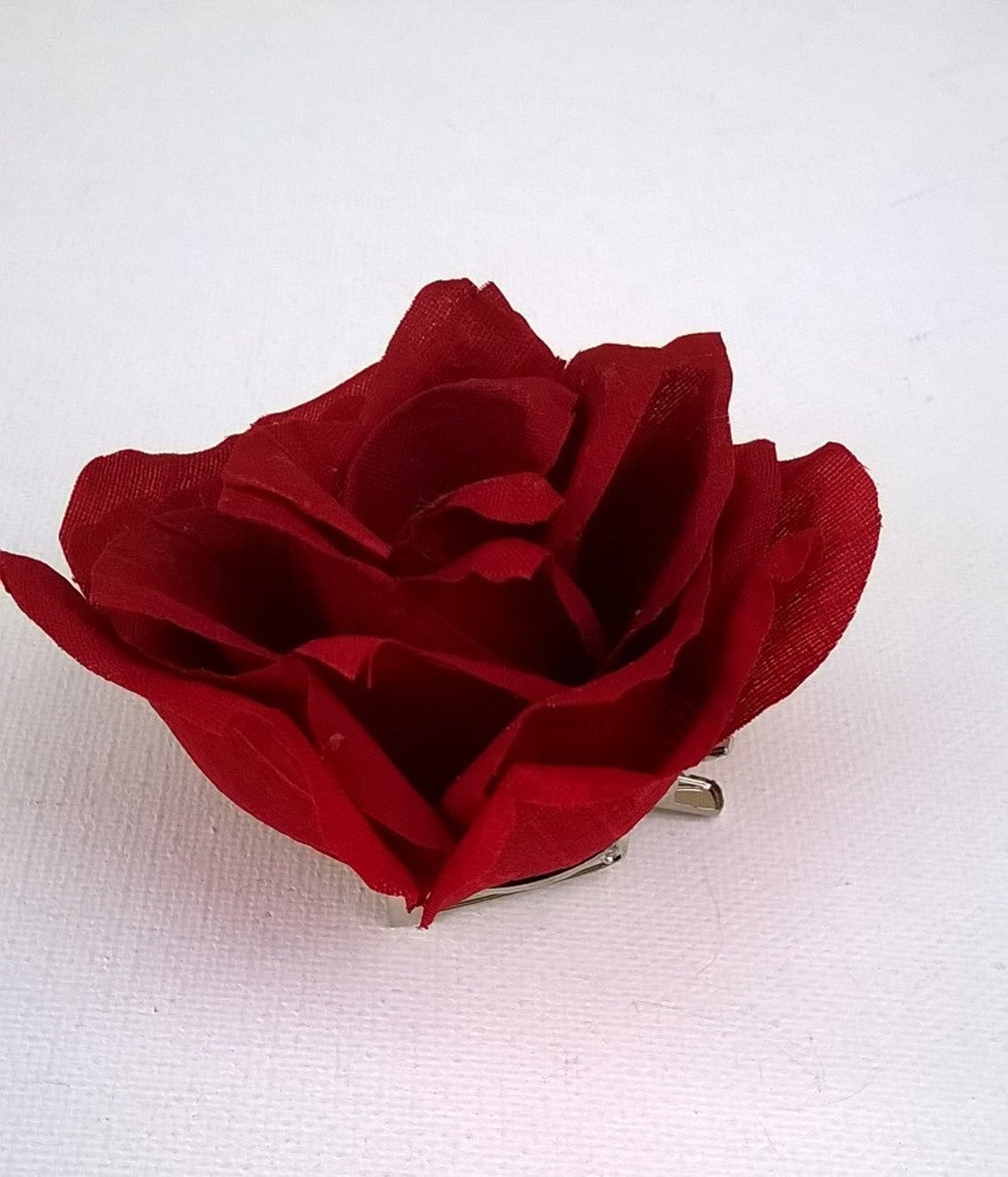 Red Silk Rose Hair Clip Handcrafted Red Pink Peach or | Etsy