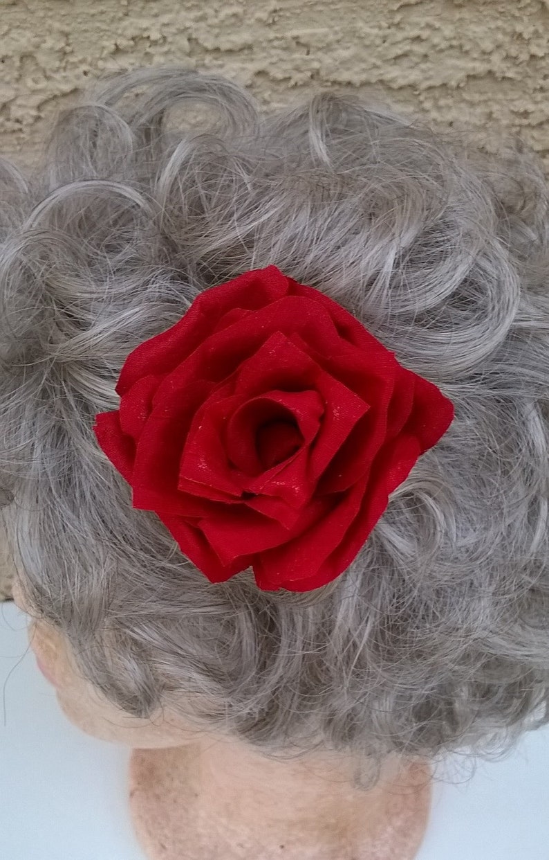 Red Silk Rose Hair Clip Handcrafted Red Pink Peach or - Etsy