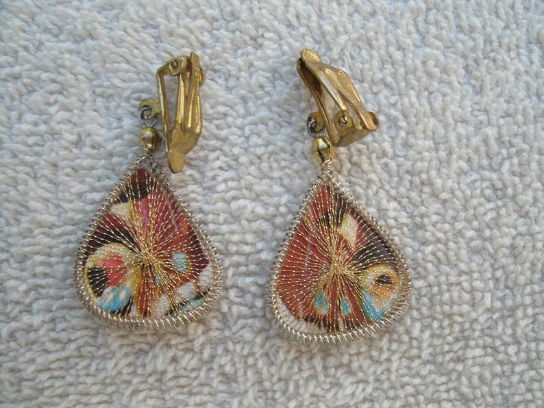 Vintage Set of Wire Thread Wrapped Butterfly Brooch and Drop | Etsy