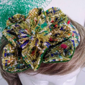 Linton Tweed Fascinator - Green and Multi-color Tweed Fabric With Tweed ...