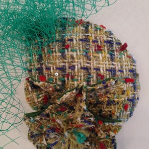 Linton Tweed Fascinator - Green and Multi-color Tweed Fabric With Tweed ...