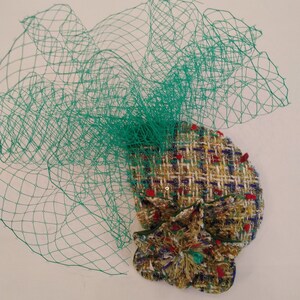 Linton Tweed Fascinator - Green and Multi-color Tweed Fabric With Tweed ...