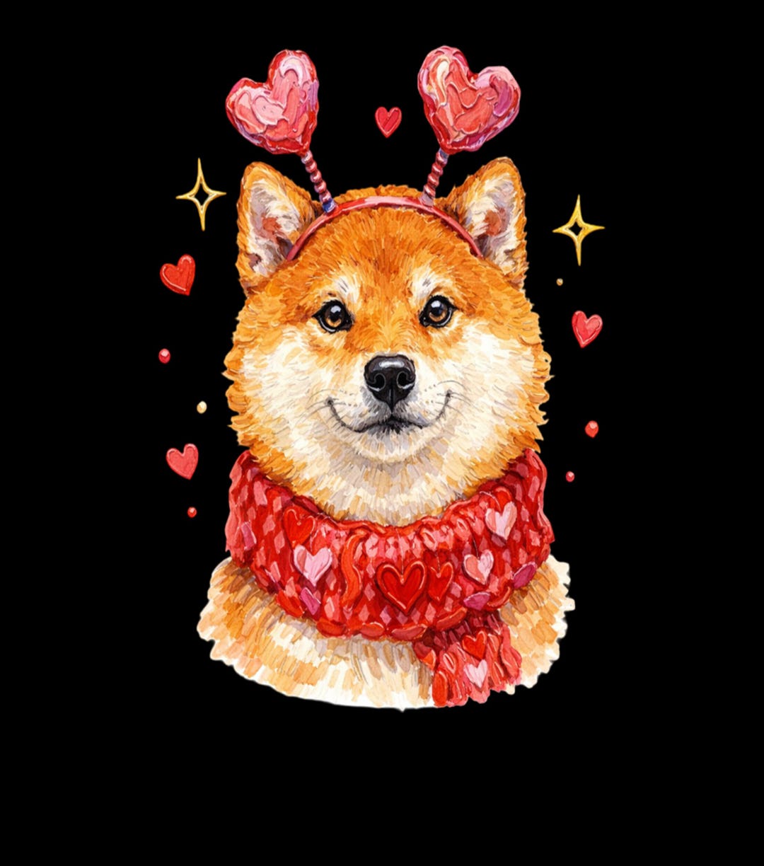 Shiba Inu Valentine PNG, Hand Painted Dog With Hearts, Valentine Dog ...