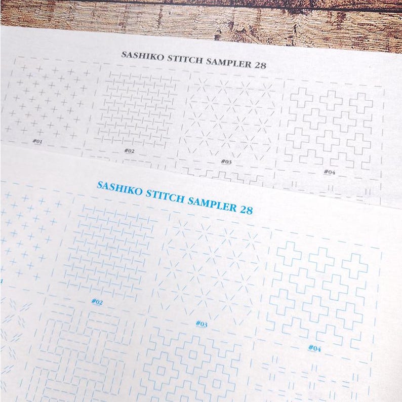 Sashiko Embroidery Sampler – 28 Japanese Pattern Fabric Panel - Etsy