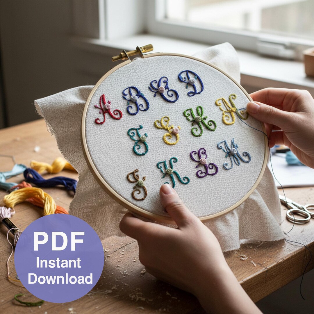 Floral Embroidery Alphabet Pattern - Hand Embroidery PDF - Etsy
