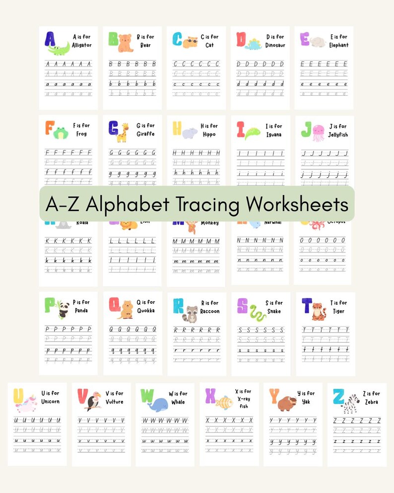 Alphabet, Number & Shape Worksheets Bundle | 90+ Printable Preschool ...