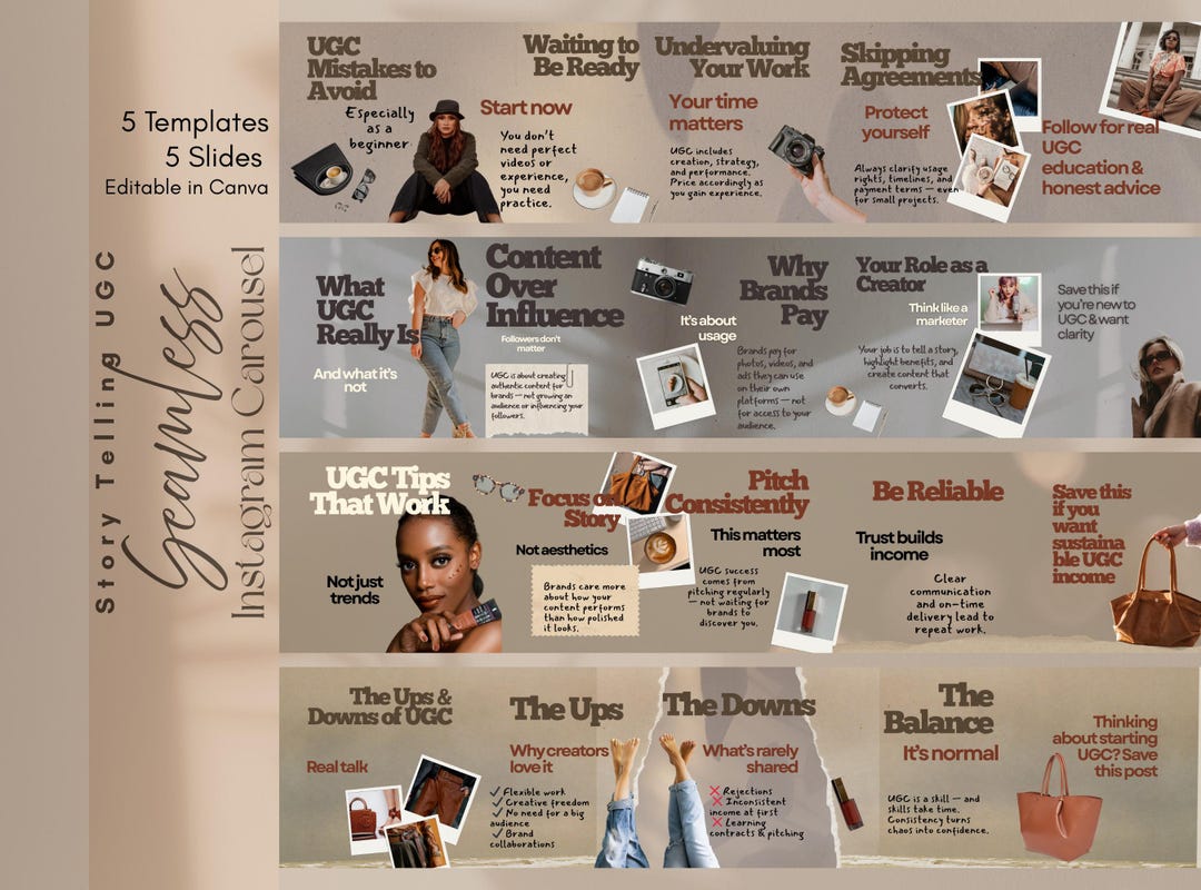 UGC Instagram Carousel Templates | UGC Content Ideas for Beginners ...