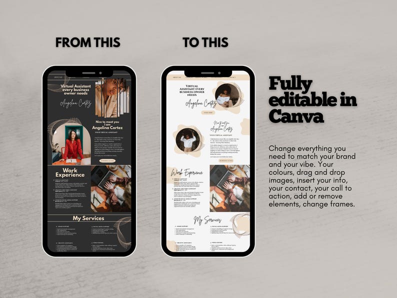 Dark Mode Virtual Assistant Portfolio Website Canva Template (digital ...