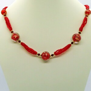 Venetian Glass Brilliant Red Necklace Statement Beaded Handmade - Etsy