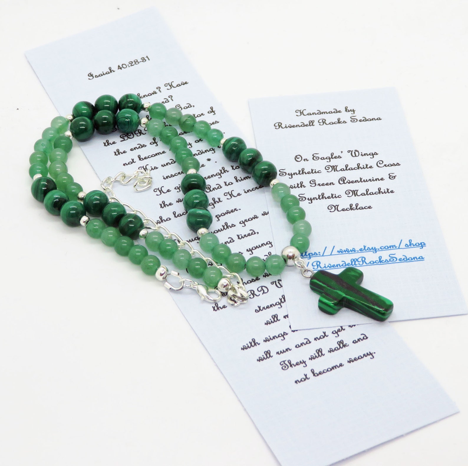 Synthetic Malachite Gemstone Cross Aventurine Malachite Necklace ...
