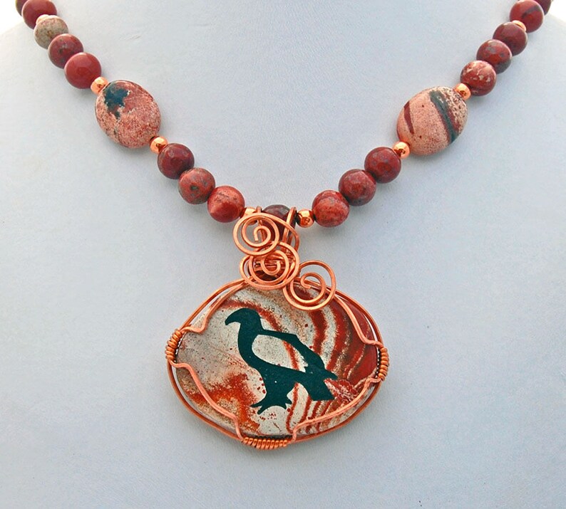 Hawk Spirit Animal Jasper Natural Stone Necklace - Etsy