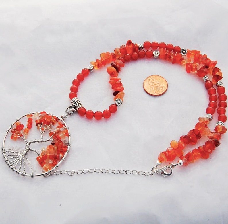Tree of Life Fall Carnelian Natural Stone Necklace - Etsy