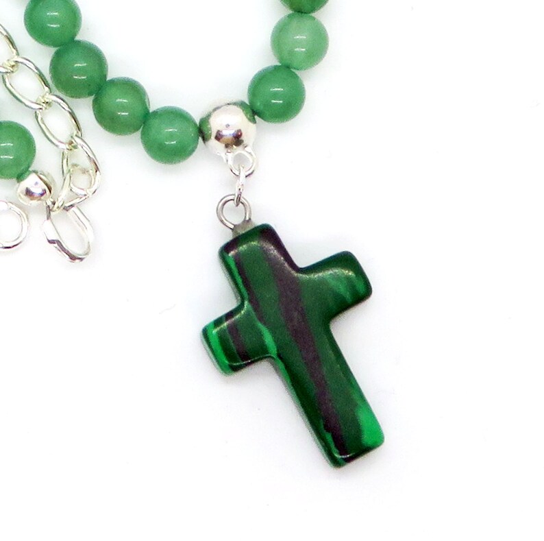 Synthetic Malachite Gemstone Cross Aventurine Malachite Necklace ...