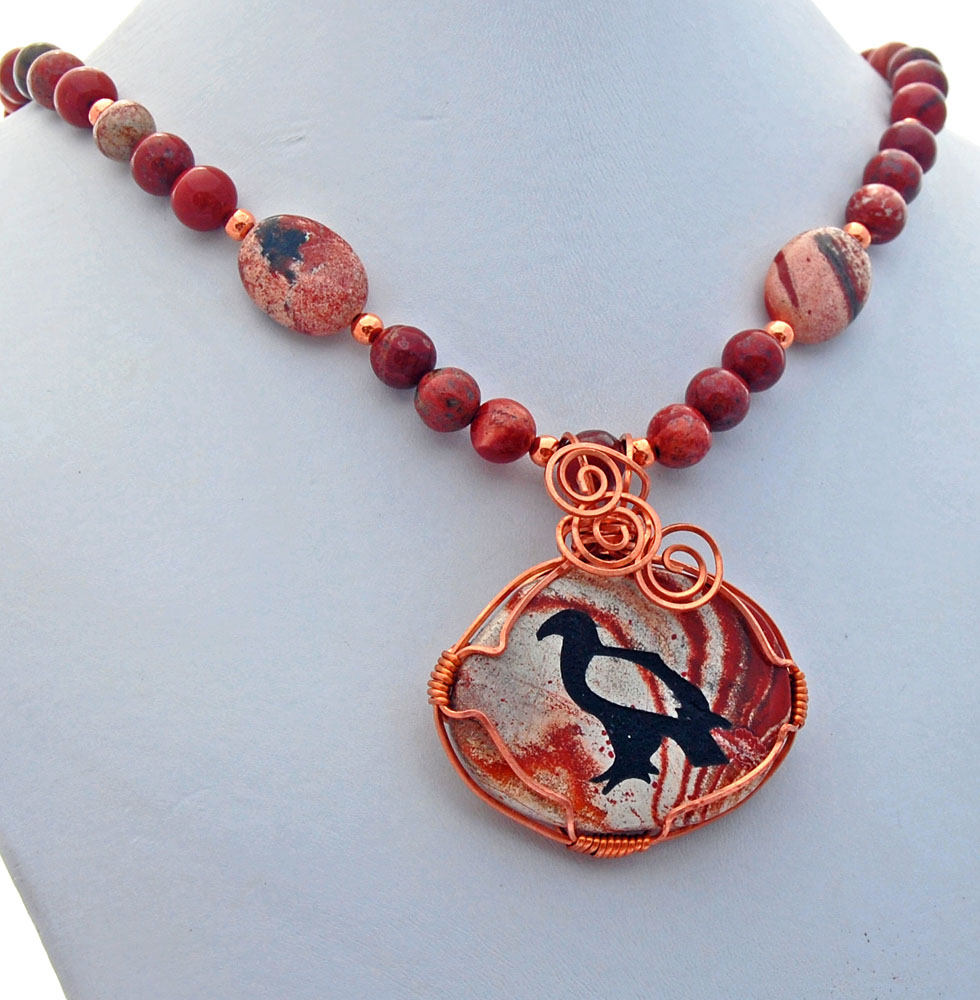 Hawk Spirit Animal Jasper Natural Stone Necklace - Etsy