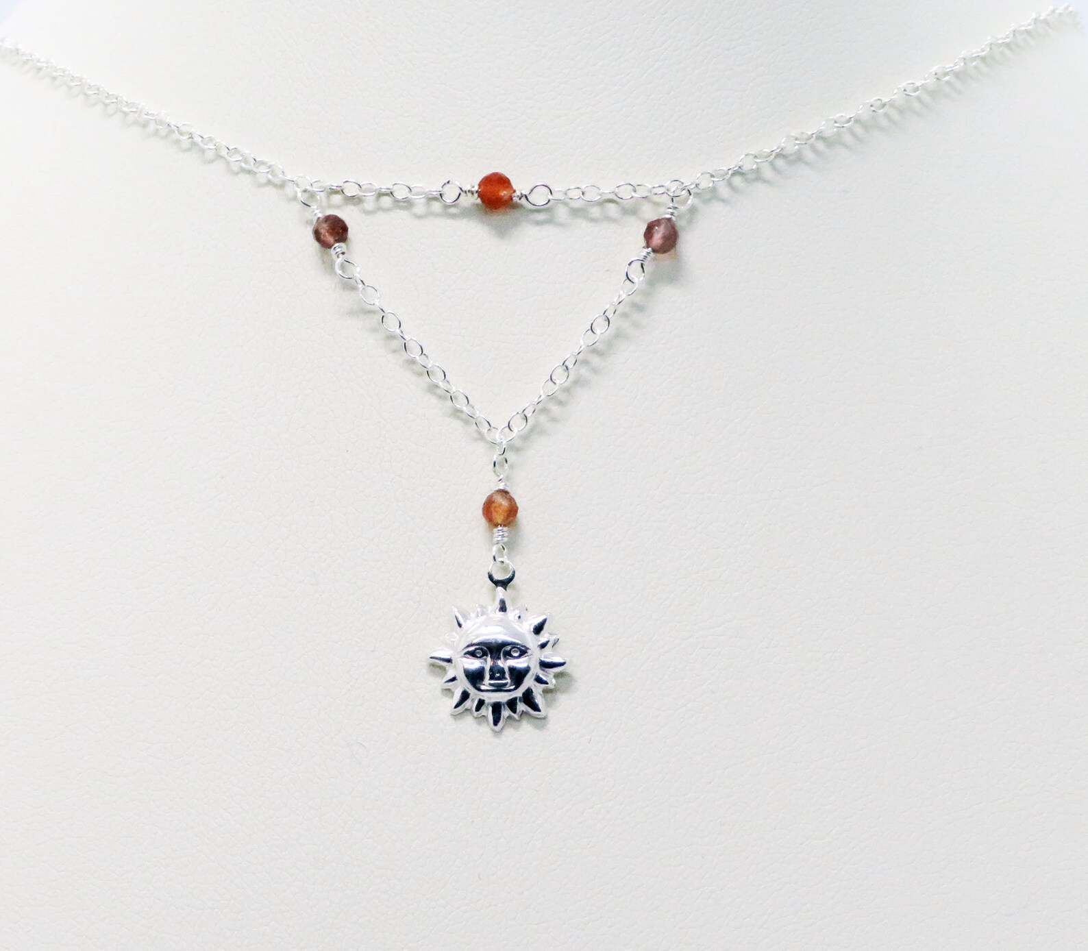 Sunstone Sterling Silver Sun Sunstone V Chain Adjustable Choker Sedona ...