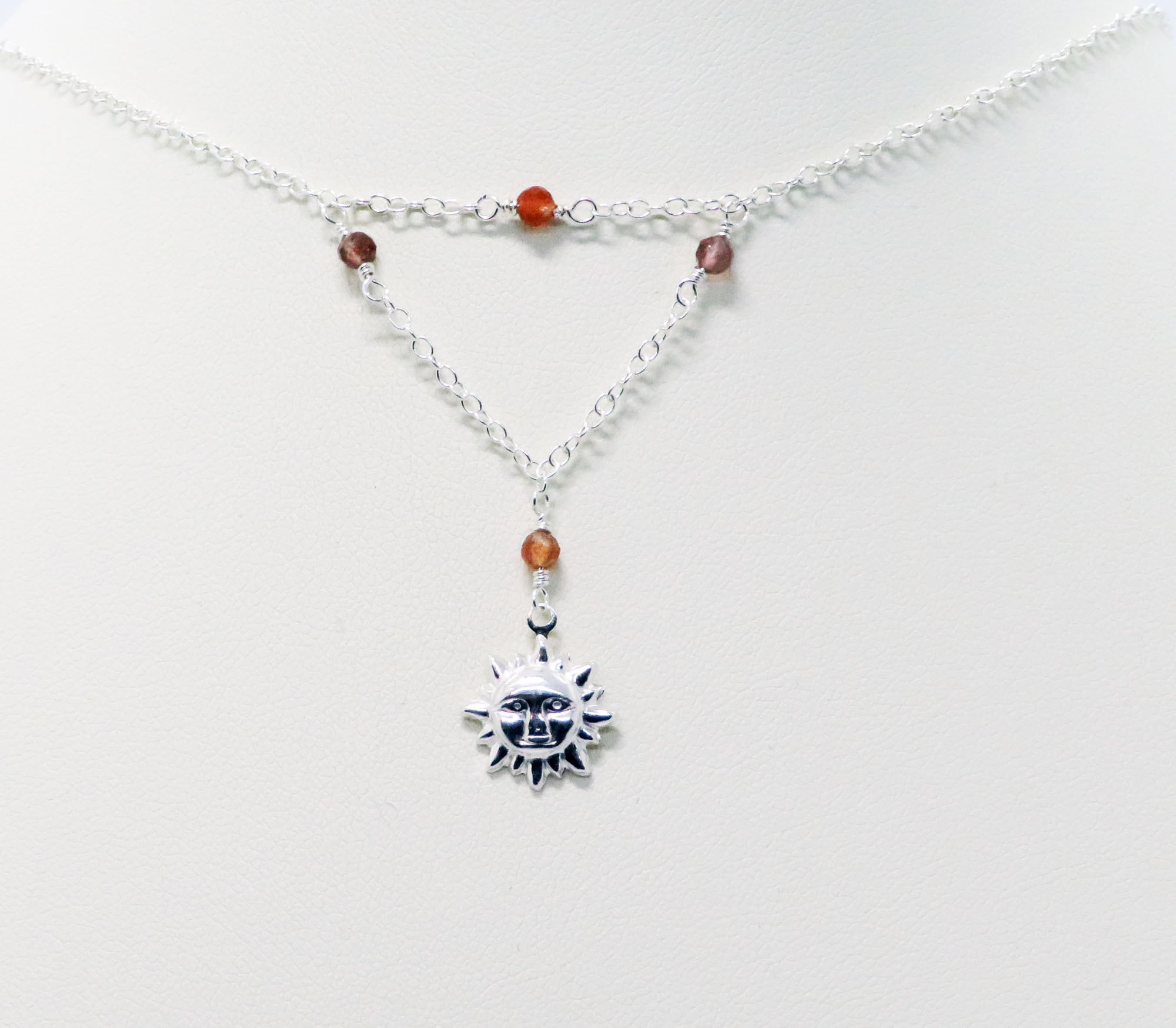 Sunstone Sterling Silver Sun Sunstone V Chain Adjustable - Etsy
